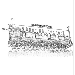 YHS Wine Rack - Industrial Retro Metal Wine Glass Hanging Rack Ceiling Decoration Floating Shelf with Adjustable Rods, for Bars Restaurants Kitchens (Black, 60x35cm)
