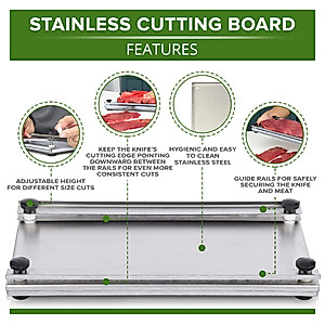 Jerky Maker Cutting Board With Professional Slicing and Carving Knife 8oz Pack of Seasoning and How to Book (1)