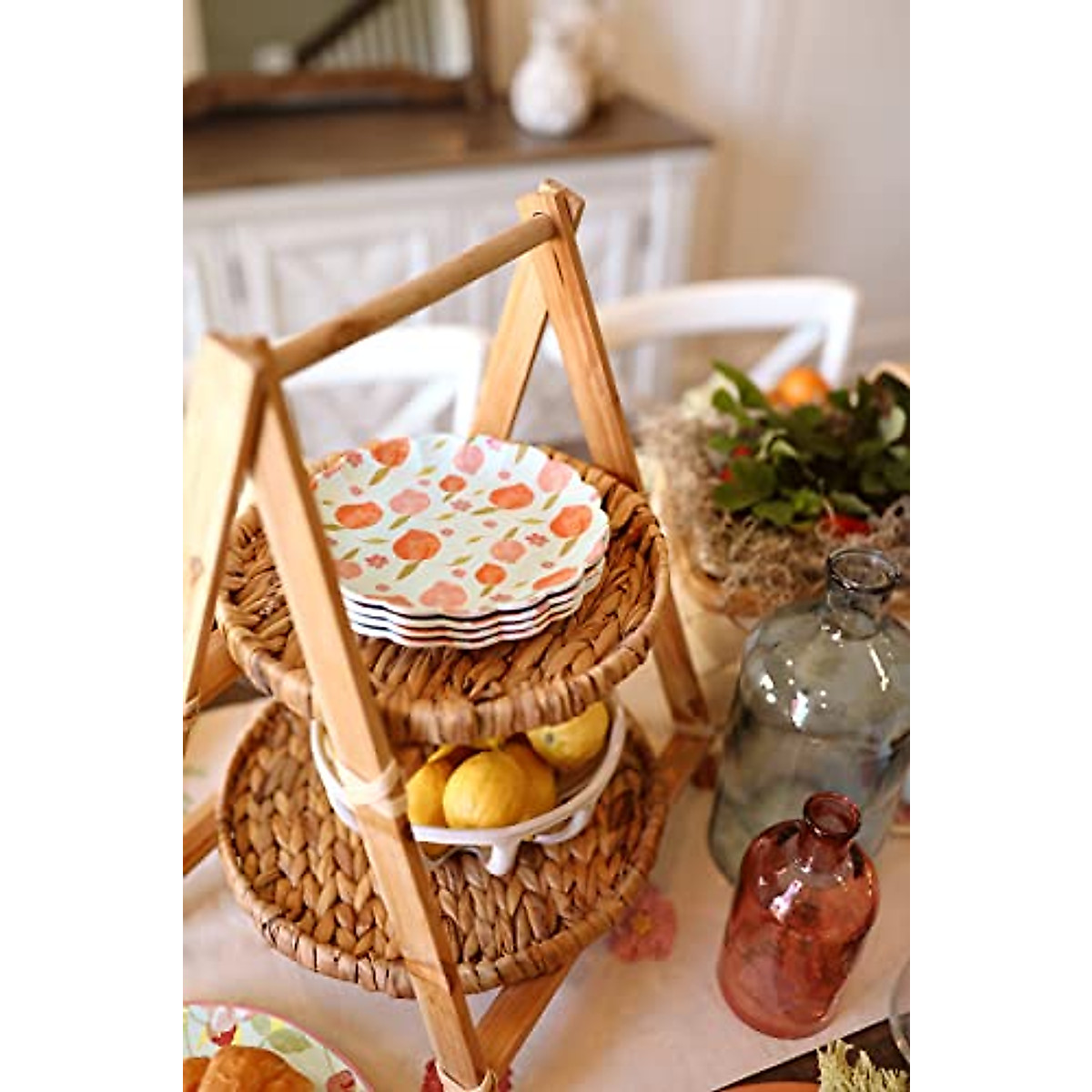 Mud Pie Hyacinth Tiered Server; 20 1/4" X 13" Dia Brown