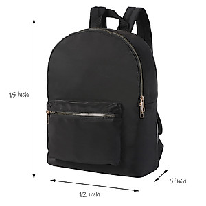 wonshia Preppy school backpack Lightweight Water Resistant Casual nylon College Backpack for teenage girls Casual travel Daypack outdoor（Preppy-black）