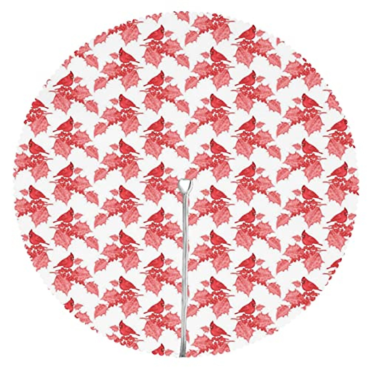 Cardinal Bird Pattern theme Outdoor Tablecloth Water Resistant Spillproof Table Cover with Zipper Umbrella Hole for Patio Garden Tabletop Decor,for outdoor umbrella table(60" Round,Dark Coral White)