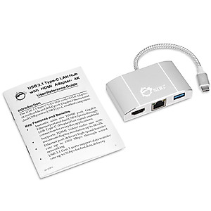 SIIG USB 3.1Type C (USB C) Thunderbolt 3 to Gigabit Ethernet LAN Network and HDMI Adapter Hub with USB 3.0 Type A, Gigabit Etherent and HDMI output - 4K ready (JU-H30712-S1)