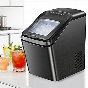 Nugget Pebble Ice Maker Countertop, 30lbs Per Day, Self-Cleaning & Auto/Manual Water Refill Pellet , Ice Machine with Ice Scoop and Removable Basket for Home/Office/Party