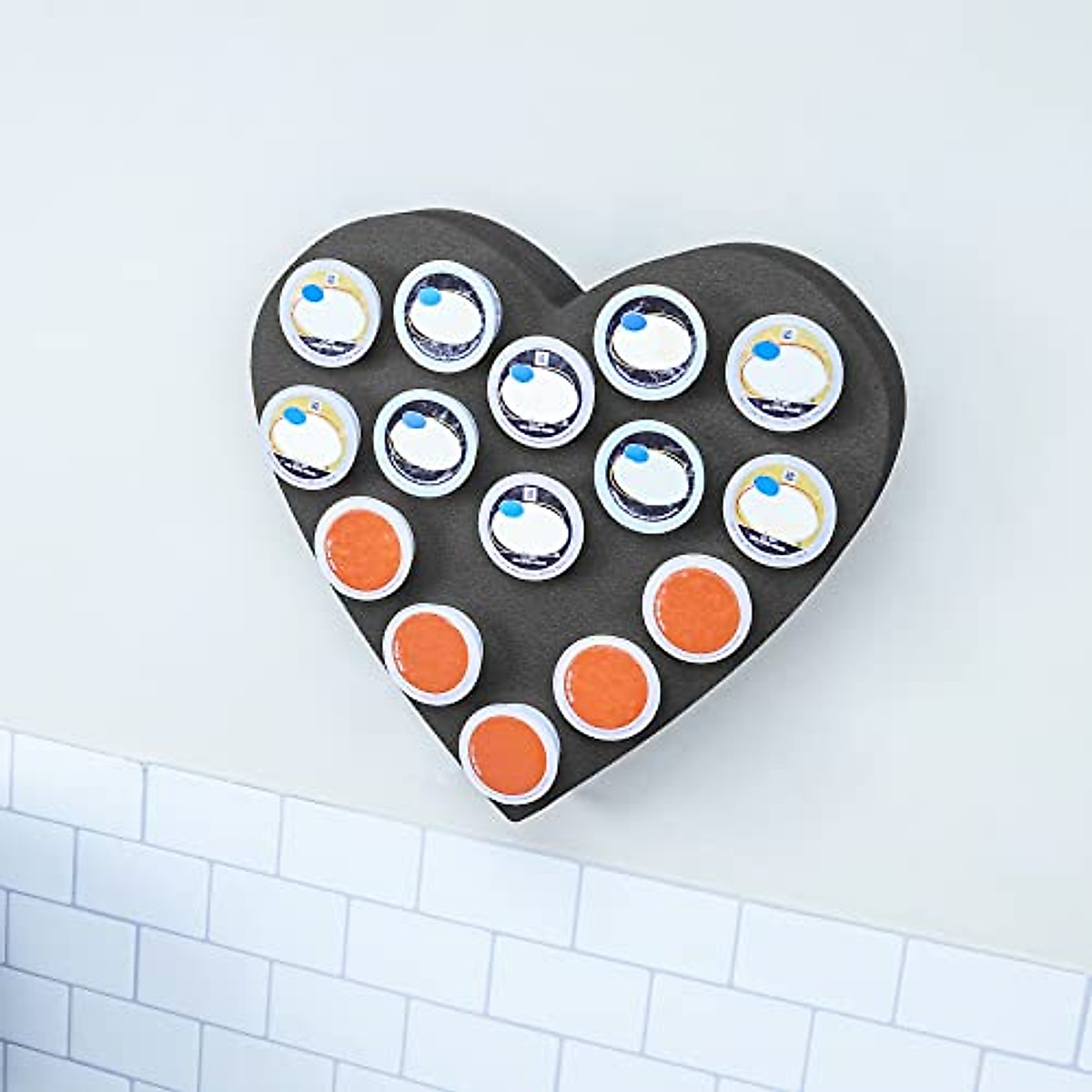Polar Whale Coffee Pod Wall Mount Hanging Organizer Heart Storage Tray Compatible with Keurig K-Cup for Kitchen Home Office Display Stand Waterproof Washable Black Foam 15 Compartment