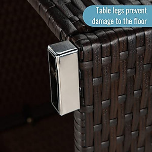 HomSof 6-Piece PE Rattan Wicker Sectional Cushioned Sofa Sets with 1 Red Pillow, Blue + Brown