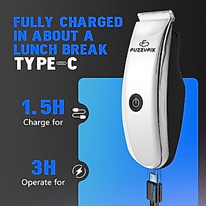 FuzzyFix Pet Grooming Clippers for Matted Hair Cat, Trimmer for Low Noise, Waterproof Portable USB Rechargeable Professional Cat Cippers for Dogs and Cats Eyes, Ears, and Paws Silver