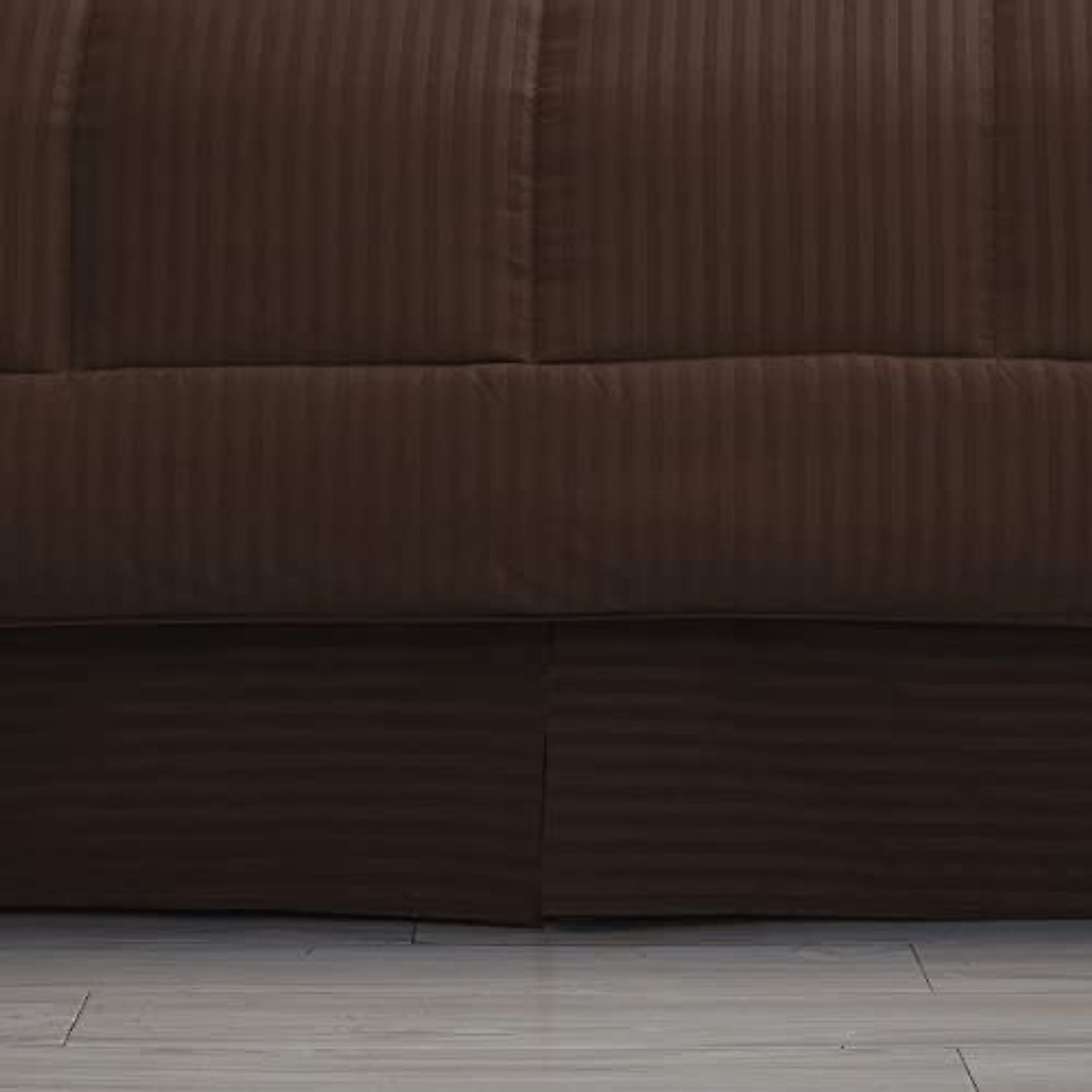 Queen Comforter Set 8 Piece Bed in a Bag with Bed Skirt, Fitted Sheet, Flat Sheet, 2 Pillowcases, 2 Pillow Shams, Queen, Dobby Chocolate