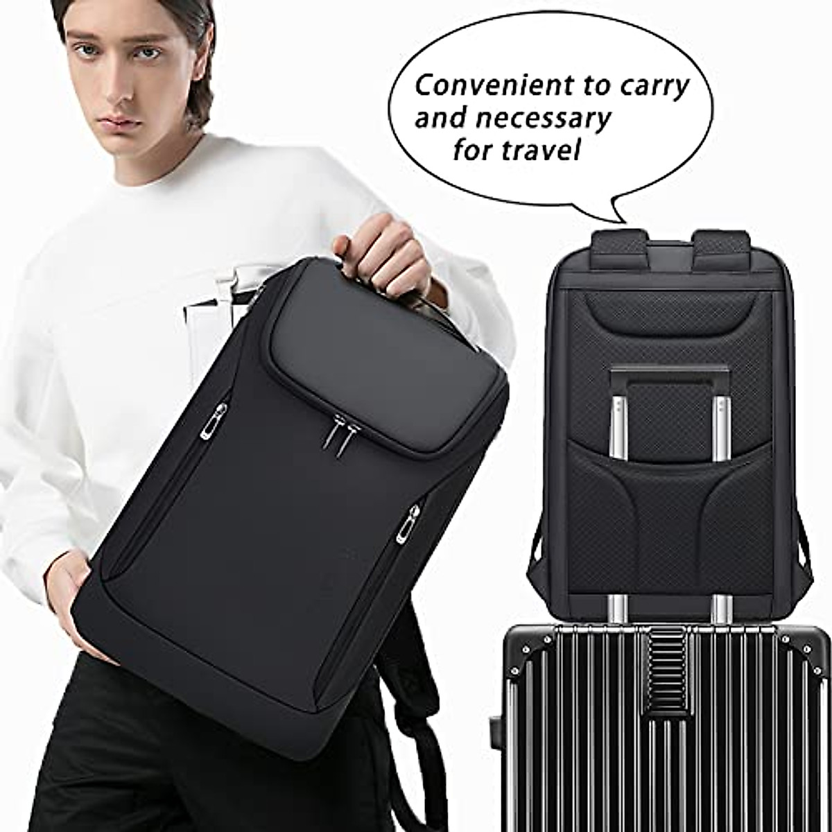 Uaskmeyt Travel Backpack for Men, Business Laptop Backpack Water Resistant Computer Backpack with USB Charging Port (Black1)