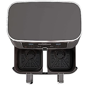 Ninja AD350CO Foodi 10 Quart 6-in-1 DualZone XL 2-Basket Air Fryer with 2 Independent Frying Baskets, Match Cook & Smart Finish to Roast, Broil, Dehydrate & More for Quick, Easy Family-Sized Meals, Grey (Renewed)