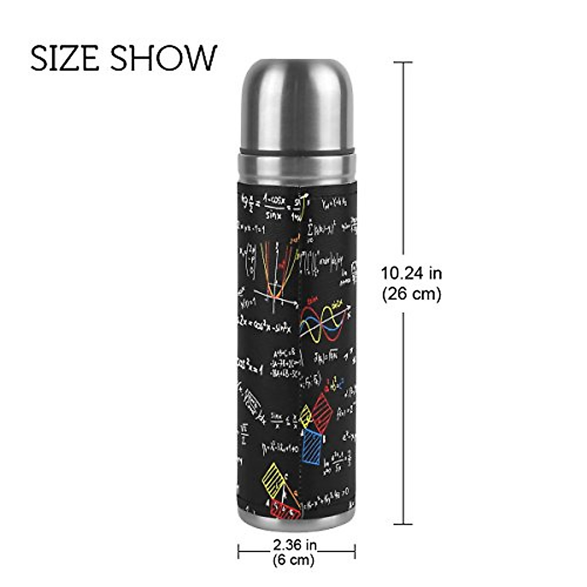 FENNEN Math Formula Double Walled Stainless Steel Thermos Water Bottle Vacuum Cup Insulated Leak Proof Flask Jug for 500ML Coffee Tea Water