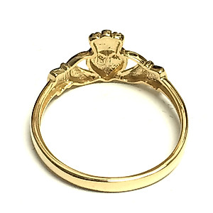 14k Yellow Gold Claddagh Ring, Size 6