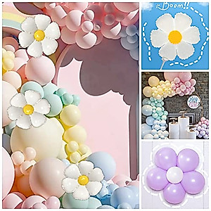 123 Pieces Daisy Balloon Garland Arch Kit Daisy Balloons Groovy Daisy Flower Pastel Macaron Balloons Spring Pastel Balloon Arch for Daisy Theme Party Baby Shower Decoration (Spring Style)