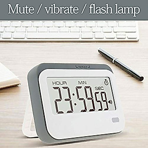 Digital Kitchen Timer, Alarm Clock,Stopwatch,Large Digits,Loud Alarm, Mute Blinking Light and Magnetic Stand .Kitchen Timer, Classroom Timer... (Gray)
