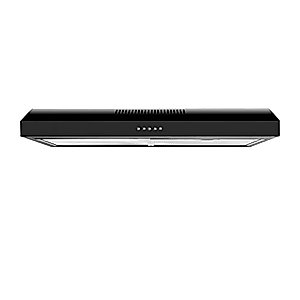 SNDOAS Range Hood 30 inch Under Cabinet with Charcoal Filter,Ductless Range Hood w/ 3 Speed Exhaust Fan,Stainless Steel Black Range Hood w/LED Light,Push Button,Under Cabinet Kitchen Hood