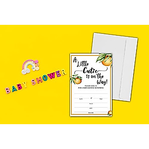 Nopoben Baby Shower Invitations and Envelopes, Cutie Baby Shower Invitations, Greenery Baby Shower Gender Reveal Party Supplies 25 Cards With Envelopes -(020bbyaoqing)
