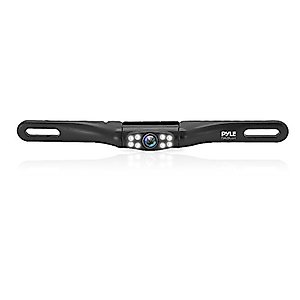 Pyle License Plate Rear View Camera - Built-in Distance Scale Lines Backup Parking/Reverse Assist Marine Grade Waterproof IP-67 Adjustable Slim Bar Cam Night Vision w/ 420 TVL Resolution PLCM28MS