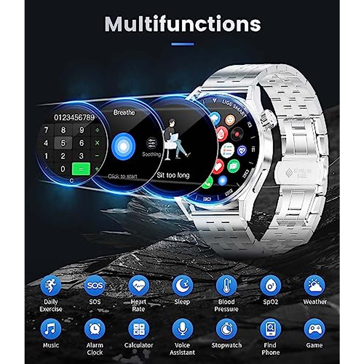 LIGE Smart Watch 2023 Bluetooth Call & Text Receive/Dial Smartwatch for Android iOS Phones with 1.39" HD Screen, Fitness Activity Tracker Heart Rate Sleep Monitor Pedometer Waterproof for Men Women
