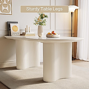 GraceNook 63" White Dining Table, Oval Dining Room Table, Modern Dining Table for 2,4,6 Person, Kitchen Table, Nook Dining Table Set for Dining Room,Kitchen,Breakfast Nook or Reception Room