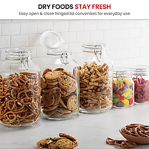 Bormioli Rocco Glass Fido Jars - 135.¼ Ounce - 4 Liter, with hinged hermetically Sealed Airtight lid for Fermenting, Canning, Preserving, With Exclusive Paksh Novelty Chalkboard Labels Set (1 Pack)