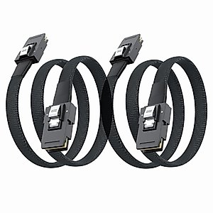 SFF-8087 to SFF-8087 6G Internal Mini SAS Cable, Compatible with PCI Express Controller or RAID, 100-Ohm, 0.5-m(1.6ft), 2 Pack