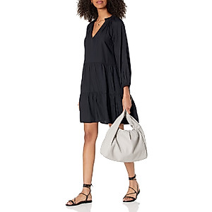 The Drop Women's @caralynmirand Ruffle-Neck Tiered Mini Dress, Black, 2X, Plus Size