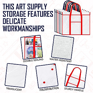 Huhumy 6 Pack Large Poster Storage Bag 29 x 31 Inch Art Portfolio Bag Bulletin Board Holder PVC Art Portfolio Case Transparent Art Organizer Portfolio Folder Chart Container for Teacher Paper