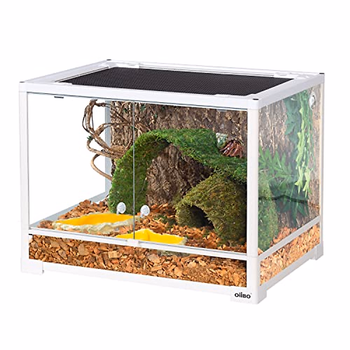 OIIBO 34 Gallon Reptile Tank, 24" x 18" x 18" Front Opening Reptile Terrarium for Reptiles Amphibians Pets, Bearded Dragon Lizard Gecko Snake Tank Reptile Glass Terrariums