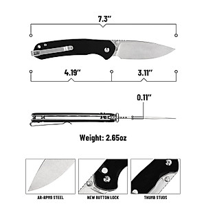 CJRB Folding Knife Pyrite (J1925) AR-RPM9 Blade and G10 Handle EDC Pocket Knife with Clip Black