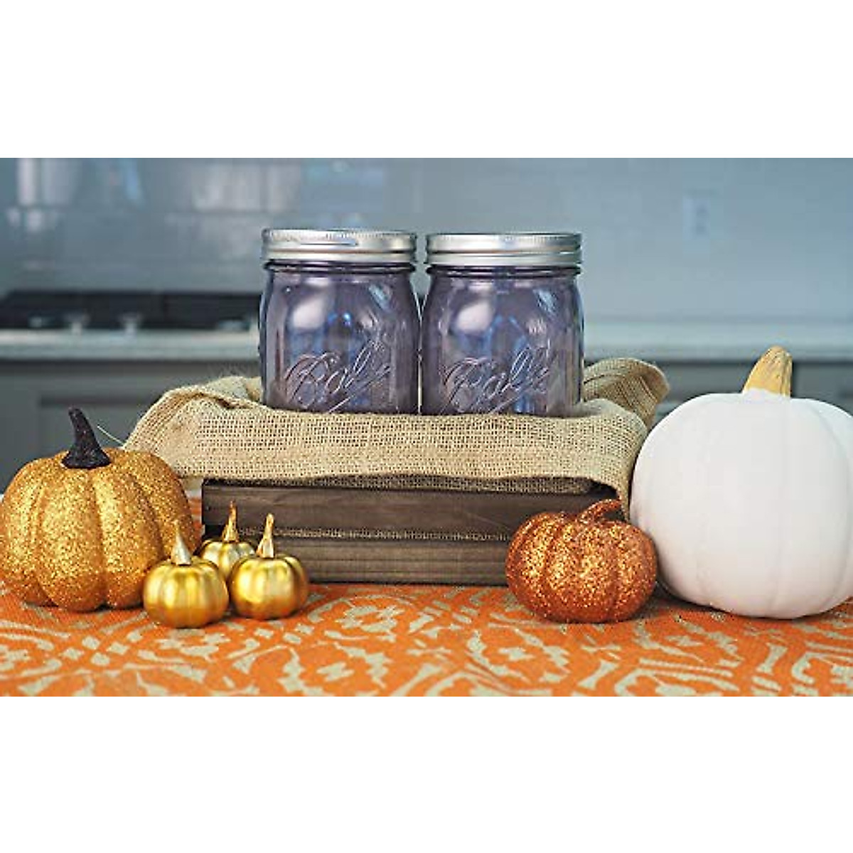 Ball Jar with Lid and Band - Pick Your Size and Color (Purple, Wide Mouth Quart - 32 oz.)