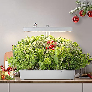 J&C Indoor Garden, Herb Kitchen Garden with 20W LED Grow Light, Height Adjustable, Smart Timer Plant Light (Advanced Version, White)