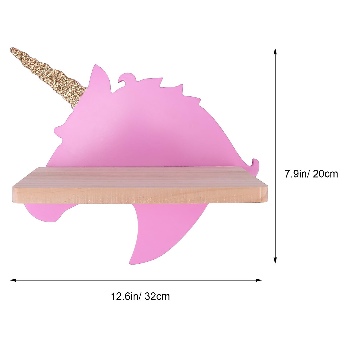 BESPORTBLE Floating Shelves for Wall, Unicorn Wooden Storage Shelf Wall Mounted 12.5 Inch Hanging Shelves for Bedroom Bathroom Living Room Kitchen Nursery Display