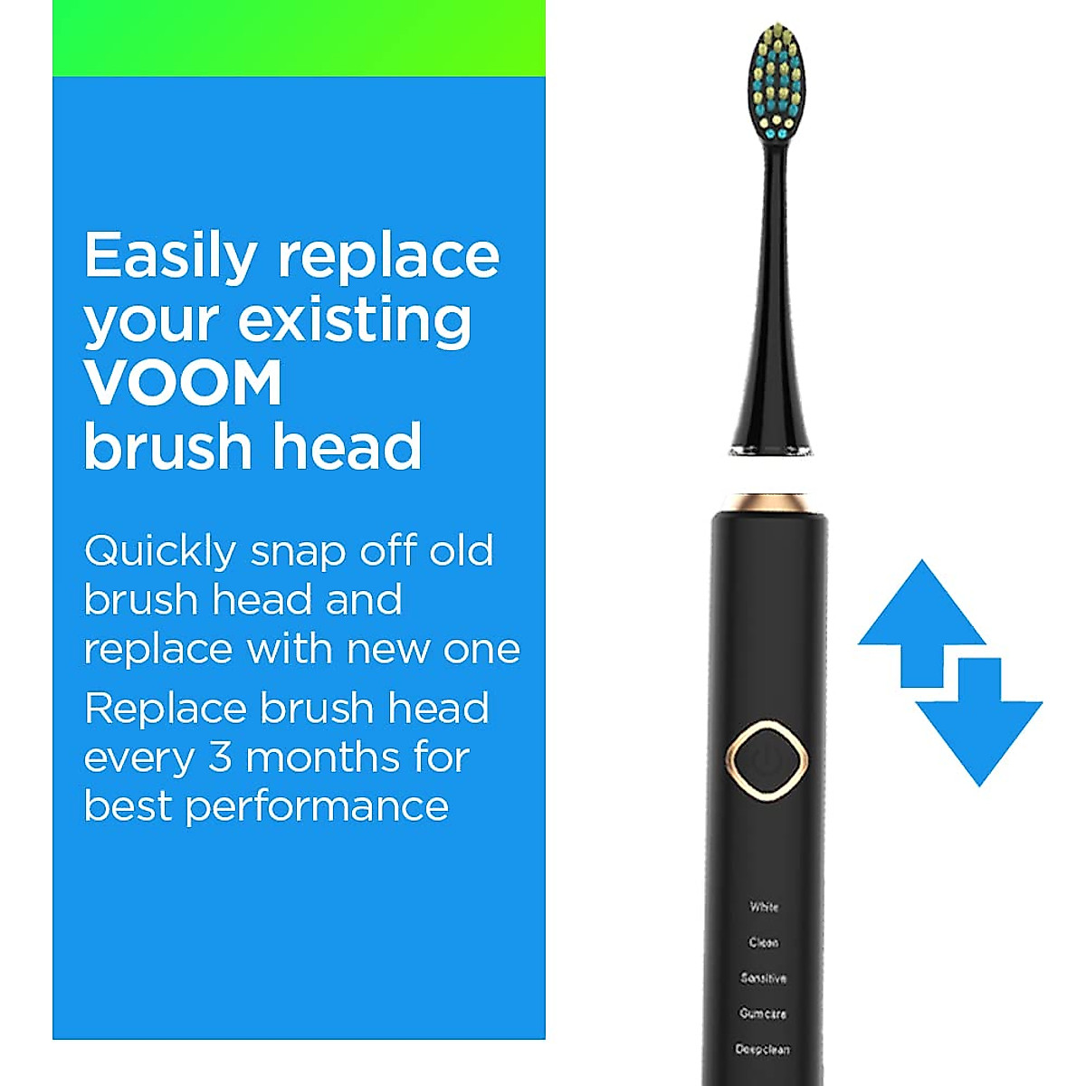 Voom Sonic Pro 7 Series Replacement Brush Heads Black/WHITE