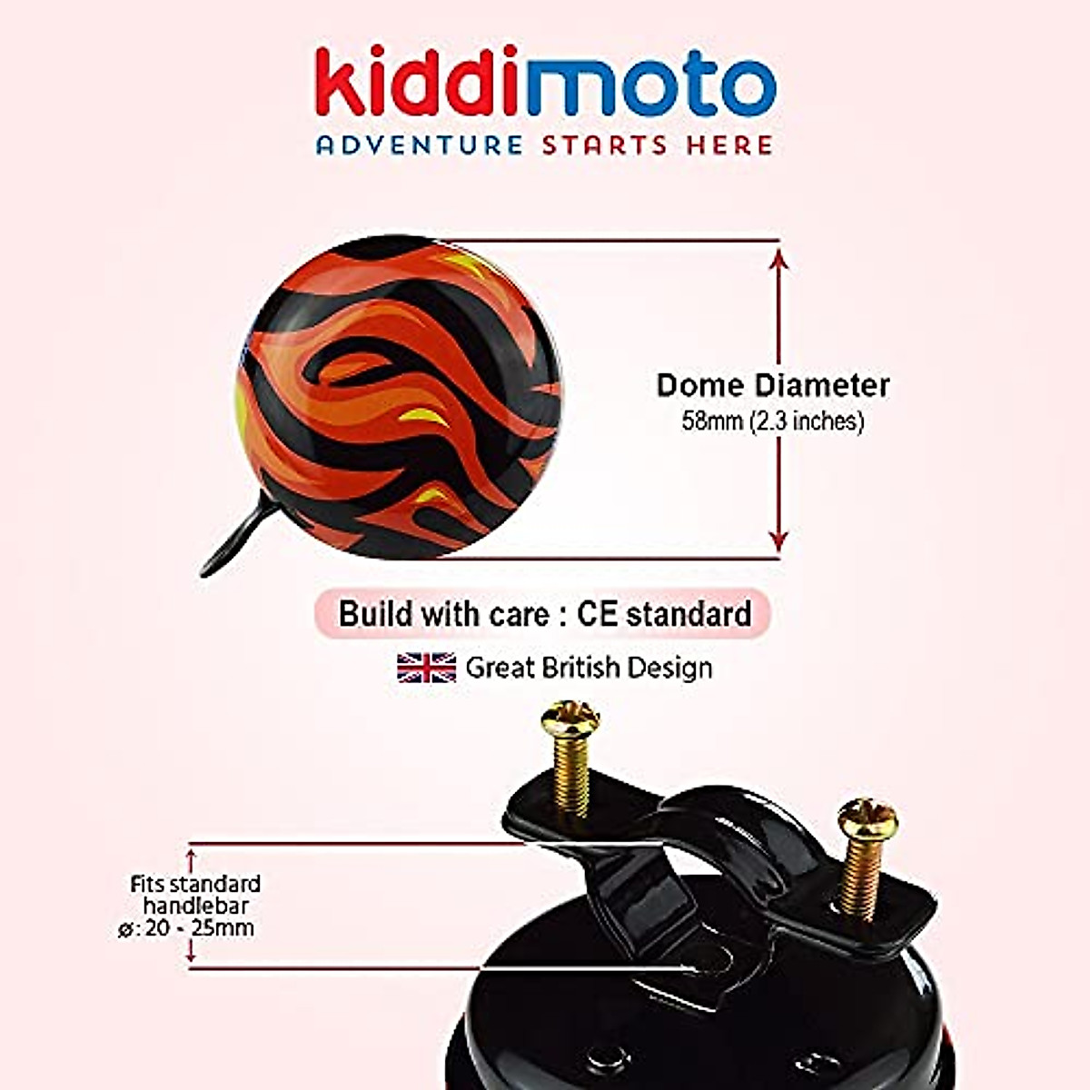 Kiddimoto Bike Bells for Kids| Premium Bicycle Bell for Kids, Boys, Girls and Adults with Loud Melodious Sound | Bicycle Horn for Road Bike, Mountain Bike, Bicycle, Scooter, MTB, BMX.