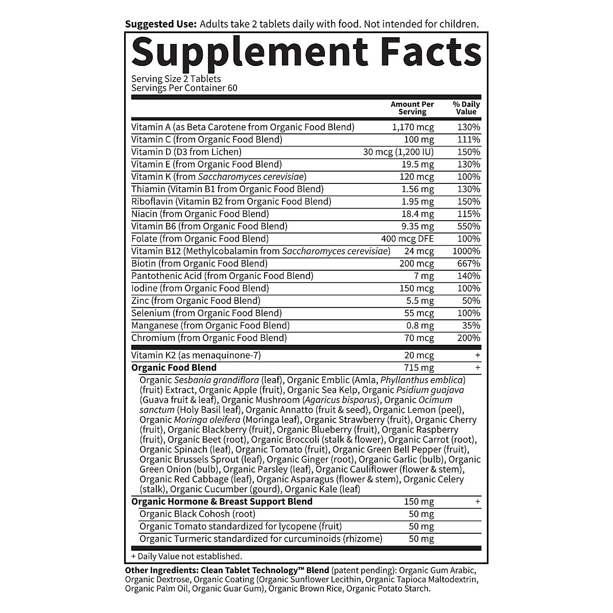 Garden of Life Organics Vitamins for Women 40 Plus - 120 Tablets, Womens Multi 40 Plus, Vegan Vitamins for Women Over 40, Hormone & Breast Health Support Blend, Whole Food Womens Multivitamin