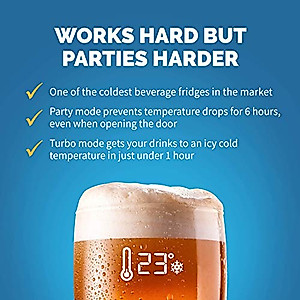 NewAir 125 Can Beer Froster, Mini Fridge, Small Drink Dispenser Machine, Freestanding Beer Freezer, Refrigerator and Cooler in Black - Frosts Drink to 23F, for Office or Bar with Adjustable Shelves