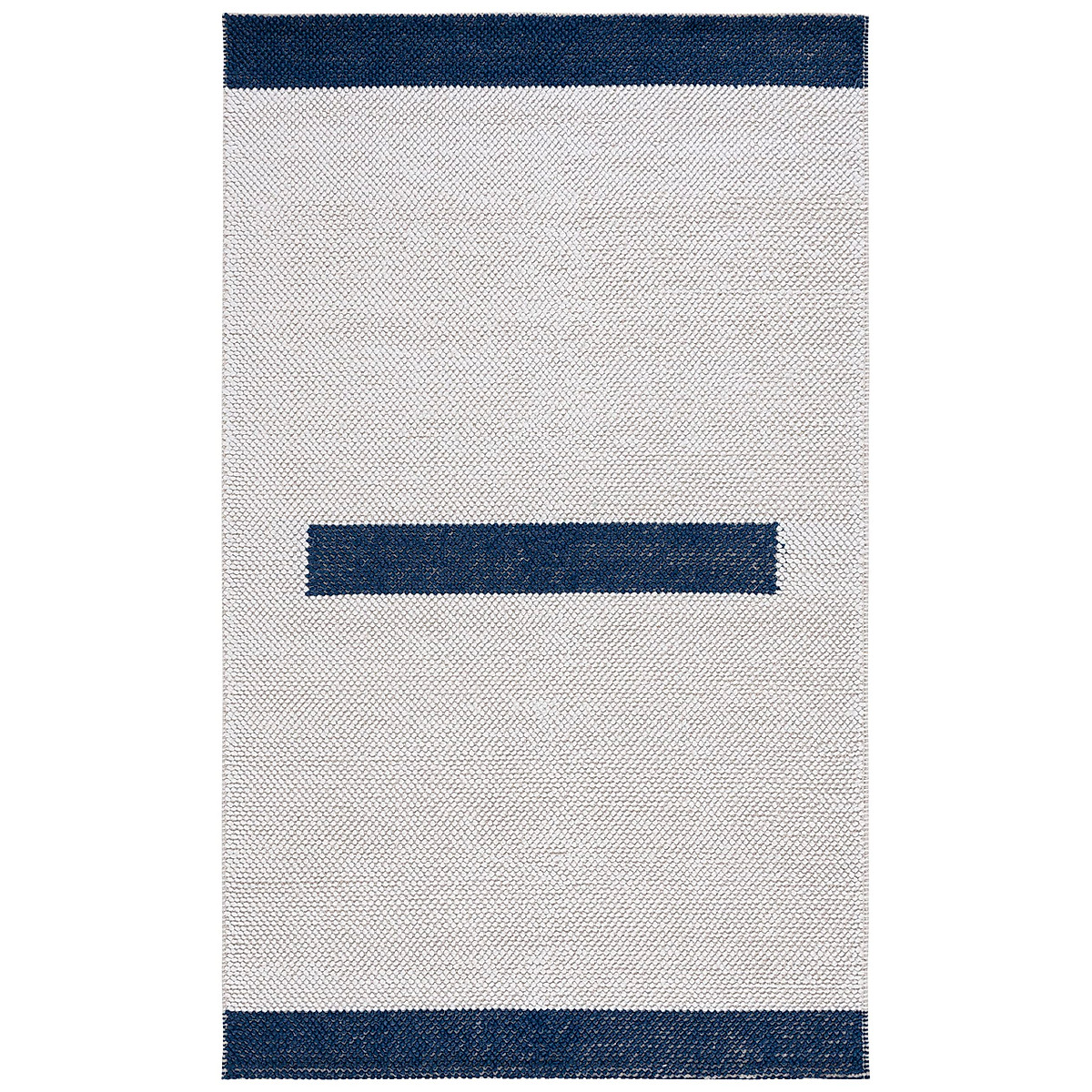 SAFAVIEH Natura Collection Accent Rug - 4' x 6', Ivory & Navy, Handmade Flat Weave Modern Stripe Wool, Ideal for High Traffic Areas in Entryway, Living Room, Bedroom (NAT324N)