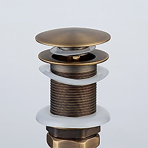 Beelee Bathroom Sink Drains Pop Up Drain with Overflow for Vanity Vessel Sinks Without Overflow, Antique Brass Finish,BLDW9440A