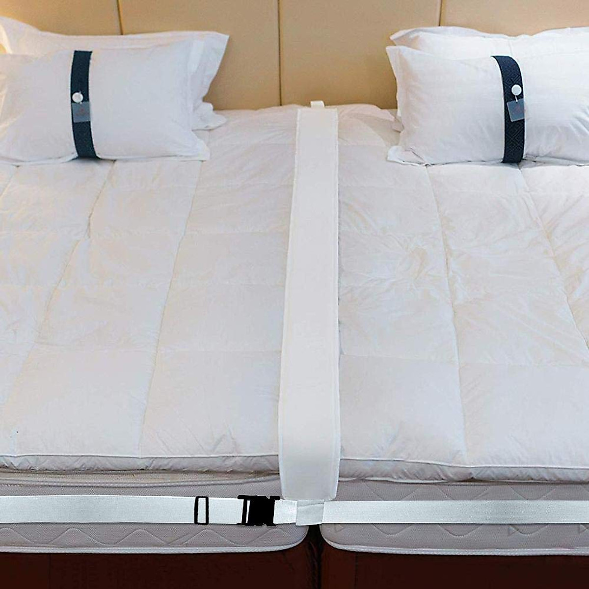 Bed Bridge Twin to King Converter Kit,Bed Gap Filler to Make Twin Beds Into a Larger Bed,Mattress Connector with Adjustable Connector Strap,Bed Gap Filler Pad for Guest Room and Travel 6.5" x 6.6'