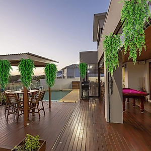 Vine Hanging Fake Plants,4 Pcs Artificial Fake Hanging Plant Faux Ferns Wall Plants Fake Ivy Greenery Garland Room Decor Home Garden Wedding Party Indoor Outdoor Decorations (Boston Fern)