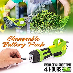 SereneLife Metal 7.2V Lithium-ion Rechargeable Battery Powered Electric Pruning Shears Garden Trimmer-Cordless Branch Cutter Pole Pruner w/Telescopic Handle PSPR190