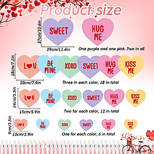38 Pieces Heart Stickers Garage Door Heart Stickers Valentine's Candy Heart Colorful Self Adhesive Heart Label Decals for Valentine's Day Garage Car Envelope Seal, 6 Colors