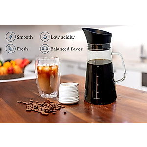 Cuiscent Cold-Brew Coffee Maker, 1350ml capacity,Stainless Steel 304 filter, includes cleaning brush