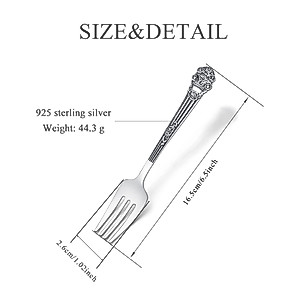 Forks and Spoons Silverware Set, Premium 999 Sterling Silver Flatware Cutlery Set for Home, Kitchen and Restaurant, Mirror Polished, Handmade(F*-Fork)