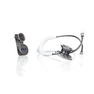 MDF Instruments Metalika MD One Epoch Lightweight Titanium Stethoscope (White -Grey) + MDF Pediatric Attachment with Clip