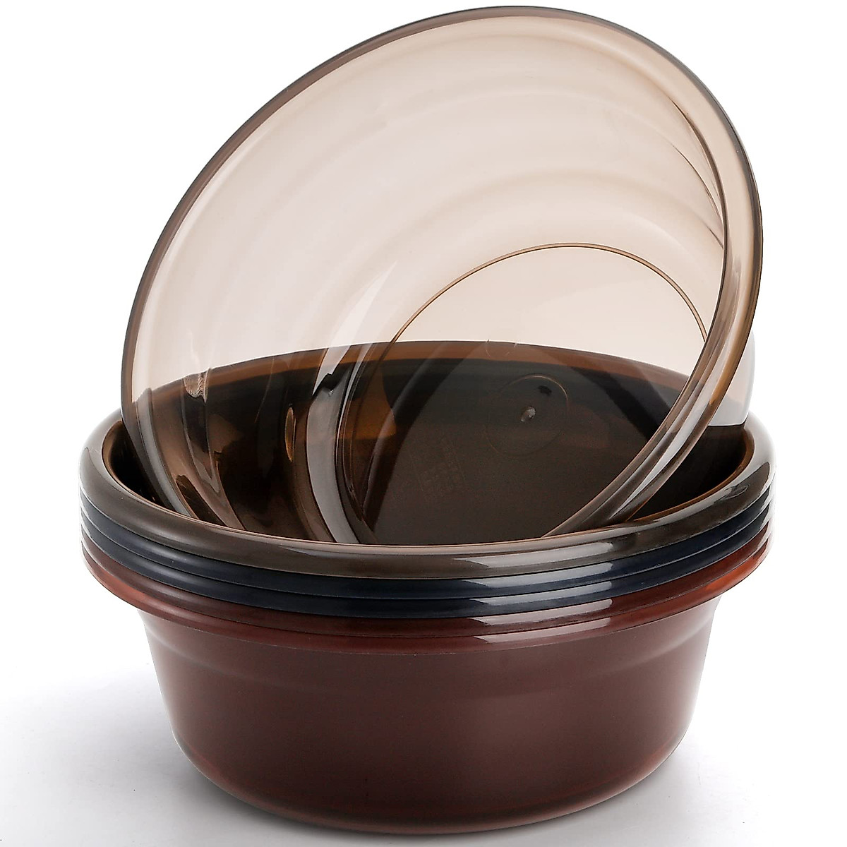 ZEAYEA 6 Pack Plastic Wash Basin, Stackable Small Camping Wash Basin Tub, 4 Quart Round Vegetable Fruit Dish Pan for Home Kitchen Outdoor Indoor Cleaning