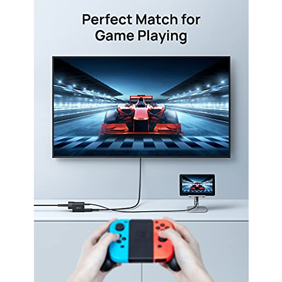 Charger Dock for Nintendo Switch, JSAUX 3-Port 45W GaN Switch Dock Set [USB-C/USB 3.0/4K HDMI] with Extention Cable and Adapter Compatible with Switch, MacBook Pro/Air, and iPad and Galaxy