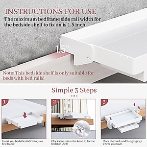SOLEJAZZ Bedside Shelf for Bed, Foldable Bunk Bed Shelf Clip On Nightstand Tray College Dorm Room Essential Table Caddy with Drawer, Cup & Cord Holder for Top Bunk Organizer Bedroom Nightstand, White