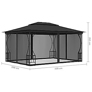 CHARMMA Aluminum Gazebo, Galvanized Steel Roof Metal Gazebo with Aluminum Frame, Patio Gazebo with Curtains and Netting for Patios, Gardens, Lawns 9.8'x13.1'x8.7' Anthracite