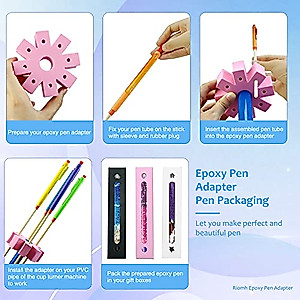 Epoxy Pen Turner Attachment and 9 Pcs Epoxy Pen Packaging kit, Epoxy Pen Adapter for Holding Pens on Cup Tumbler Turners, Glitter Pen Box for Giving The Pen as a Gift (White, Black, Pink)