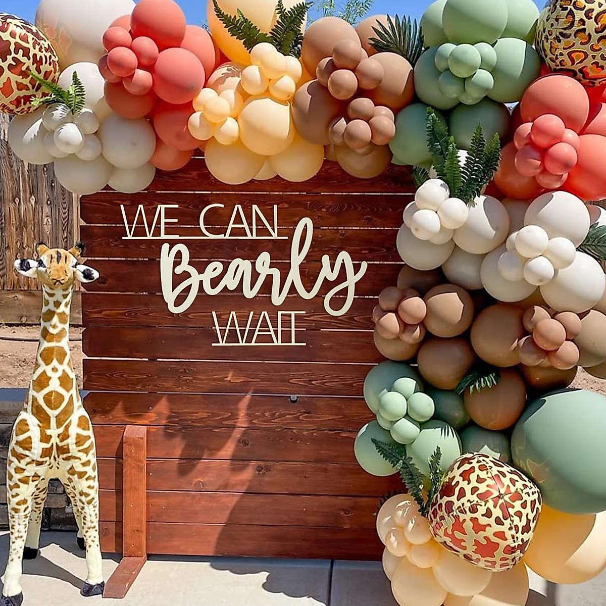 We Can Bearly Wait Sign for Teddy Bear Baby Shower Decoration Backdrop,Baby Boy Girl Gender Reveal Backdrop,Baby Announcements Photo Props(Wooden)